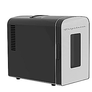 Frigidaire Portable 9-Can Mini Cooler Fridge, 5L, Brushed Stainless Rugged, Window, EFMIS189-SS, Clear Door, Glass