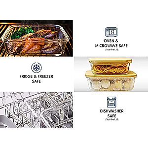 DE Plastic-Free Glass Food Storage Containers with Eco-Friendly Bamboo Wooden Lids, Set of 4 Pantry Organization Ideal for Flour, Sugar, Coffee, Teabags, Pasta, Candy, Snack and Various Dried Foods