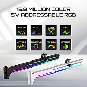 upHere 5V 3PIN Addressable RGB Graphics Card GPU Brace Support Video Card Sag Holder,Built-in 5V ARGB Strip,Adjustable Length and Height Support,G276ARGB