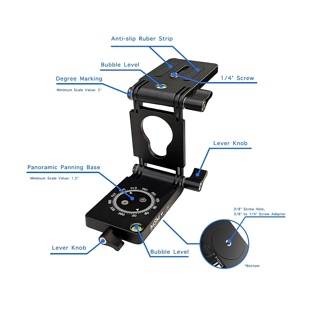Z Flex Tilt Tripod Head - Flexible Angle Pan & Tilt Head/Universal Multiway Camera Tripod Connecting to Monopod Slider Rail Stabilizer Gimbal|Compact Folding Z Bracket Mount Fits Most DSLR Camera