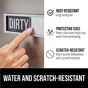 Gorilla Grip Clean and Dirty Dishwasher Magnet Sign, Optional Adhesive, Magnetic Kitchen Decor, Easy Read, Non-Scratch, Heavy Duty Shutter Slide Magnets for Dish Washer, Home Accessories, 7x2, Silver