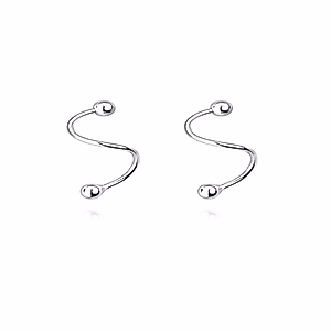Reffeer 925 Sterling Silver Minimalist Crawler Earrings Little Ball Wrap Cuff Earrings For Women Teen Cartilage Earrings Helix Piercing Earrings (A-Silver)