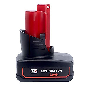 ELEFLY 2 Pack M12 6.0Ah Replacement for Milwaukee M12 12V Lithium Battery 48-11-2460 48-11-2411 48-11-2401 48-11-2402 48-11-2440, Compatible with Milwaukee 12-Volt M12 Cordless Tools