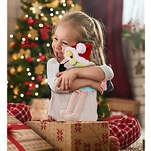 DolliBu Santa Rainbow Flamingo Stuffed Animal Plush Toy - Wild Animal Dress Up with Red Santa Claus Hat, Cute Wildlife Gift, Perfect Holiday with Name Personalization - 8 Inches