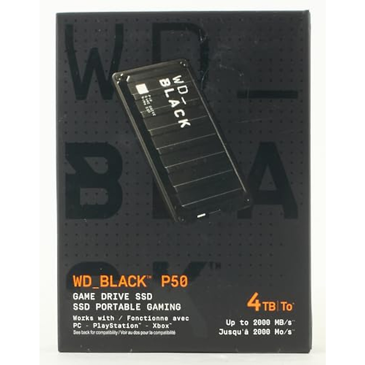 Western Digital 4TB P50 Game Drive SSD - Portable External Solid State Drive SSD, Compatible with Playstation, Xbox, PC, & Mac, Up to 2,000 MB/s - WDBA3S0040BBK-WESN