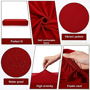 Newwiee 8 Pcs Patio Stretch Patio Sofa Cushion Covers Outdoor Cushion Cover Replacement for 4 Backrests and 4 Cushions Covers, Waterproof Couch Chair Seat Cover Furniture Protector (Wine Red)