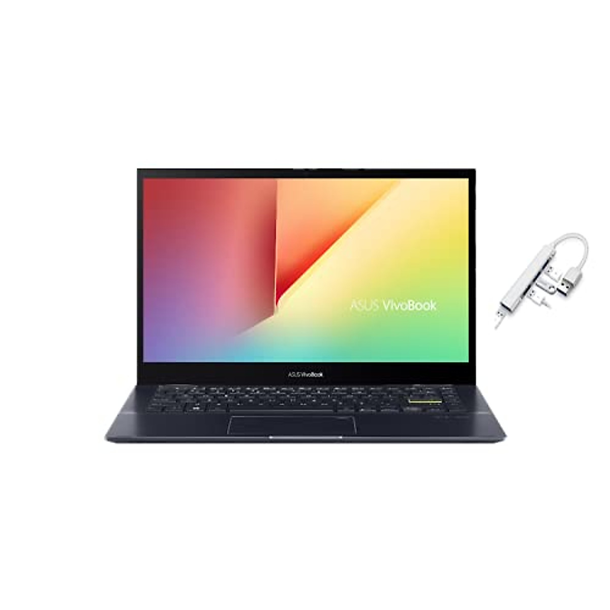 ASUS VivoBook 14" FHD LED 2-in-1 Touchscreen Premium Laptop | AMD Ryzen 5 5500U | 8GB DDR4 RAM | 256GB SSD | Fingerprint | HDMI | Windows 10 | Black | with USB3.0 HUB Bundle