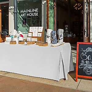 Tablevogue 1C22259 Machine Washable Microfiber Solid Fitted Rectangular 72-inch x 30-inch Tablecloth for Events 6-feet, White