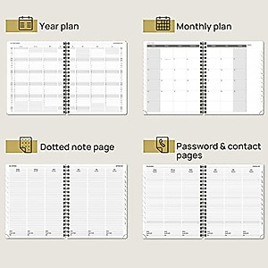 POPRUN 2023 Planner with Hourly Schedule & Vertical Weekly Layout - Agenda 2023 Weekly and Monthly 6.5" x 8.5", Monthly Expense & Notes, Inner Pocket, Vegan Leather Soft Cover - Brown
