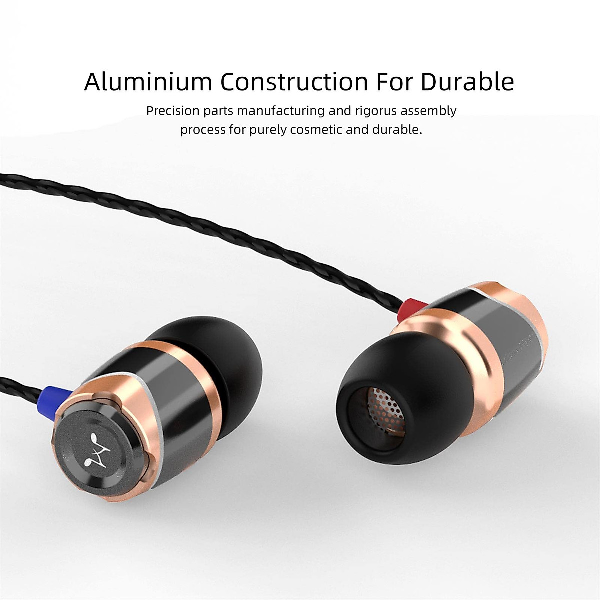 SoundMAGIC E10 Wired Earphones No Microphone HiFi Stereo Earbuds Noise Isolating in Ear Headphones Powerful Bass Tangle Free Cord Black Gold