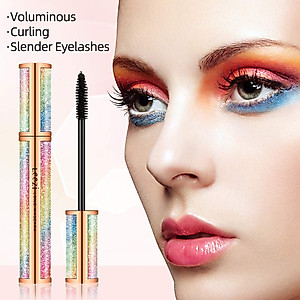 4D Silk Fibre Eyelash Mascara Waterproof - Thick Long Lasting Smudge-Proof Natural 4D Fibre Mascara, Curling Lashes Lengthening Mascara, All Day Exquisitely , Extra Long 4D Mascara Black Pack of 1