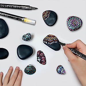 YullTaiy Dual Tip Acrylic Paint Pens Markers, 8 Pack Black White Silver Gold Paint Pens for Wood, Canvas, Stone, Rock Painting, Glass, Ceramic Surfaces, DIY Art Supplies (4 color)