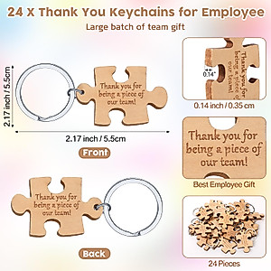 Ecation 24 Sets Team Gifts for Coworker Wooden Puzzle Keychains Inspirational Keychain Thank You for Being a Piece of Our Team Inspirational Cards Team Appreciation Gifts for Employee Staff