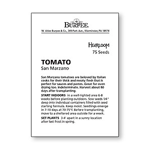 Burpee 'San Marzano' Heirloom, Paste Tomato, 75 Non-GMO Seeds
