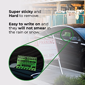 100 MESS Parking Violation Stickers Hard to Remove - No Parking Stickers - Bad Parking Stickers - Super Sticky Warning Stickers for Towing Parked Cars 8x5 in (Green Final Notice, 100)