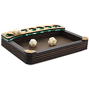 C4Labs Mini Display Dice Tray with Genuine Walnut Top – Rustic Vegan Leather, Teal