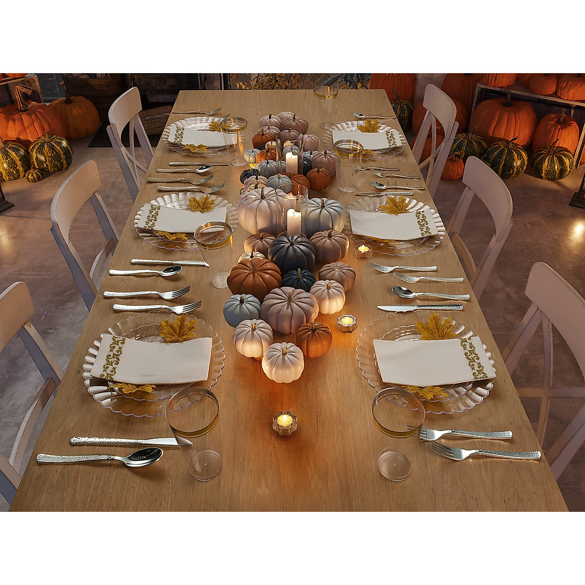 Perfect Settings 50 Piece (25 Sets) Premium Clear Plastic Plates 10 Inch Dinner / 7 Inch Salad Heavy Duty Elegant Disposable Dinnerware Plates (Clear Flared Wavy Edge)