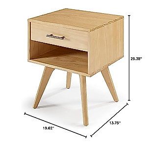 Mid Century Modern One Drawer Nightstand/Constructed of Solid Wood/Oak Finish