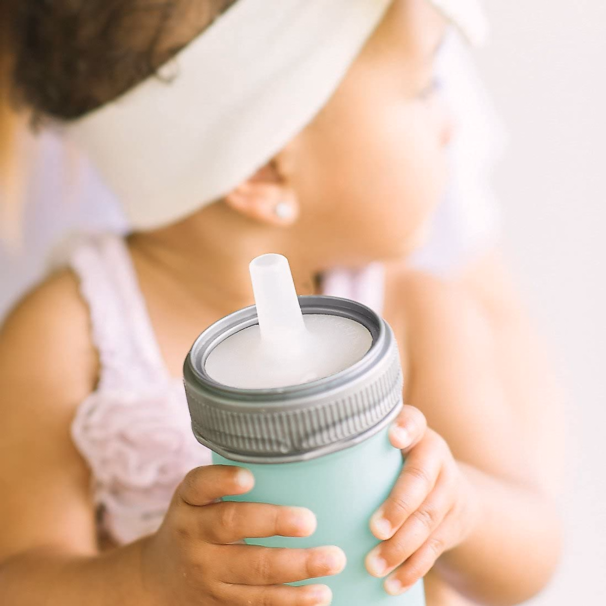 Mason Bottle Silicone Straw Tops, Fits 8 Ounce Regular-Mouth Mason Jars, For All Ages, BPA Free, Non-Toxic, 100% Made in the USA (2 Pack)