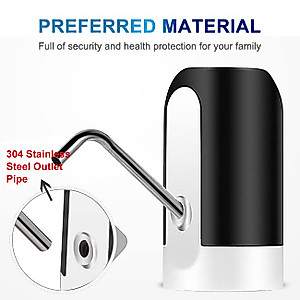 JAZJOCY Water Pump for 5 Gallon Bottle Premium Quality Jug Dispenser Universal Fit Electric - USB Portable Drinking Home, Office and Camping, Black (O-EWD-16868)