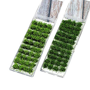 80 Pcs Green Bushy Tufts Lowland Shrubs Tuft Static Grass Vegetation Groups Railway Artificial Grass War Gaming Terrain Decoration Railroad Scenery War Gaming Scenery (Light Green)