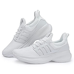Casbeam Mens Running Shoes Light Comfort Walking Casual Sport Mesh Sneakers Work Gym Non Slip Tennis Cross Trainer White Size 8.5