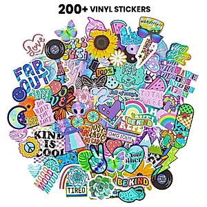 Fashion Angels Vinyl Sticker Pack - Includes 200 Large Y2k Stickers - Water Resistant Stickers - Kids Vinyl Sticker Assortment for Planners - Accessorize Notebooks, Journals & More - Multi