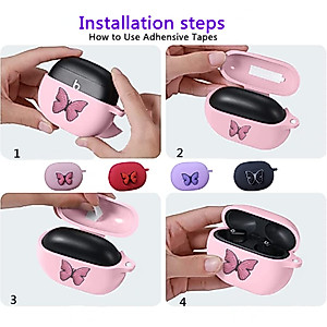 Cute Case for New Beats Studio Buds + 2021/2023 with Butterfly Keychain,Kawaii Silicone Beats Studio Buds Charging Case Cover Wireless Earbuds Protective Accesorries for Women Girls (Purple)