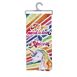 Primitives by Kathy Kitchen Dish Towel All You Need is Love and A Unicorn