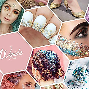 Body Glitter Wenida 9 Colors 190g Holographic Cosmetic Festival Makeup Chunky Powder for Nail Hair Eye Face