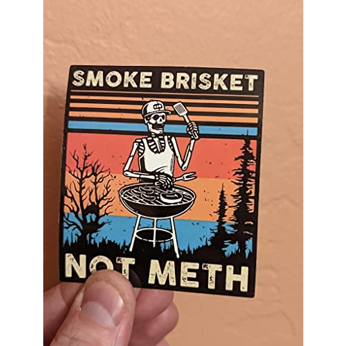 6-Pack Funny Smoke Brisket Not Meth Sticker 2.75" Grilling BBQ Vinyl Waterproof