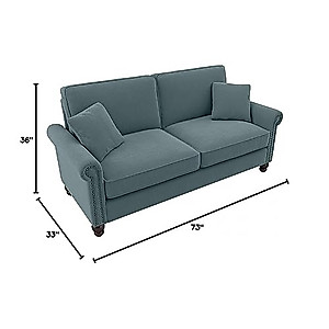 Bush Furniture Coventry Sofa, 73W, Turkish Blue Herringbone