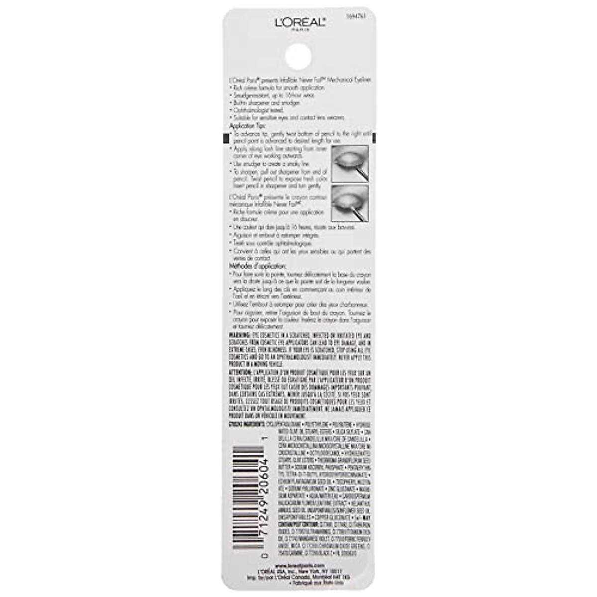 L'Oreal Paris Makeup Infallible Never Fail Original Mechanical Pencil Eyeliner with Built in Sharpener, Slate, 0.008 oz.