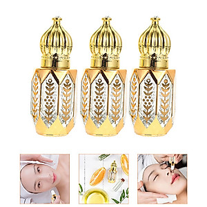 Healeved 3pcs Mini Arabic Crystal Glass Roller Bottles 6ml Gold Refillable Essential Oil Roll On Dispenser Empty Travel Perfume Sample Container
