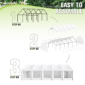 MFSTUDIO 16'x32' Party Tent, Outdoor Heavy Duty Party Tents with Removable Sidewalls, Large Canopy Tent Shelter for Outdoor Events Wedding Birthday, White