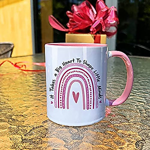 Inspirational Teacher Gift Mug, Appreciation Teacher Mug Gifts for Teacher Mentor Professor Leaders, Inspirational Thank You Gifts for Teacher's Day Graduation Thanksgiving Birthday, Pink Coffee Mugs