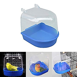MNTT Hanging Bird Bath Cage,Pet Cleaning Cage Accessories Plastic Box Parrot Bathing for Pet Shower Bird Bathtub Birdbath(White)