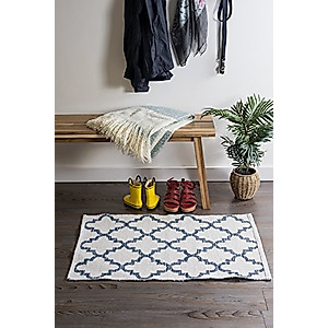 DII Woven Rugs Collection Hand-Loomed, 2x3', Blue Lattice