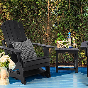 hOmeQomi Adirondack Ottoman Set of 4, Plastic Folding Adirondack Footstool, All Weather Ottoman for Adirondack Chairs, Widely Used for Outdoor, Porch, Patio, Garden, Poolside, Fire Pits - Black