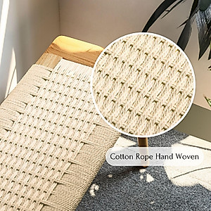 Vadisun 100% Solid Oak Wood Bench,Hand Woven Chair Surface Design,Solid Structure of Chair Legs,Bedroom Bench/Entryway Bench/Dining Bench (Original Wood,31.49”*11.81”*15.98”)