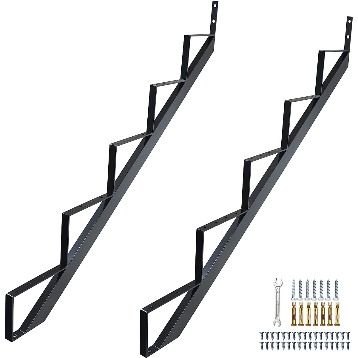 Zwinz Steel Stair Stringer 5 Step, Metal Stair Stringers for Deck Height 42 inches, Steel Stair Step Riser for Outside Stairs (2Pack)