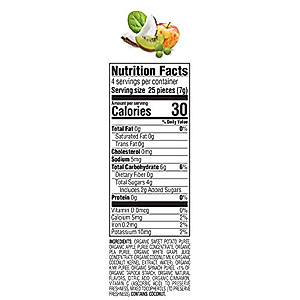 Happy Baby Organics Creamies Freeze-Dried Veggie & Fruit Snacks with Coconut Milk, Apple Spinach Pea & Kiwi, 1 Ounce (Pack of 8)