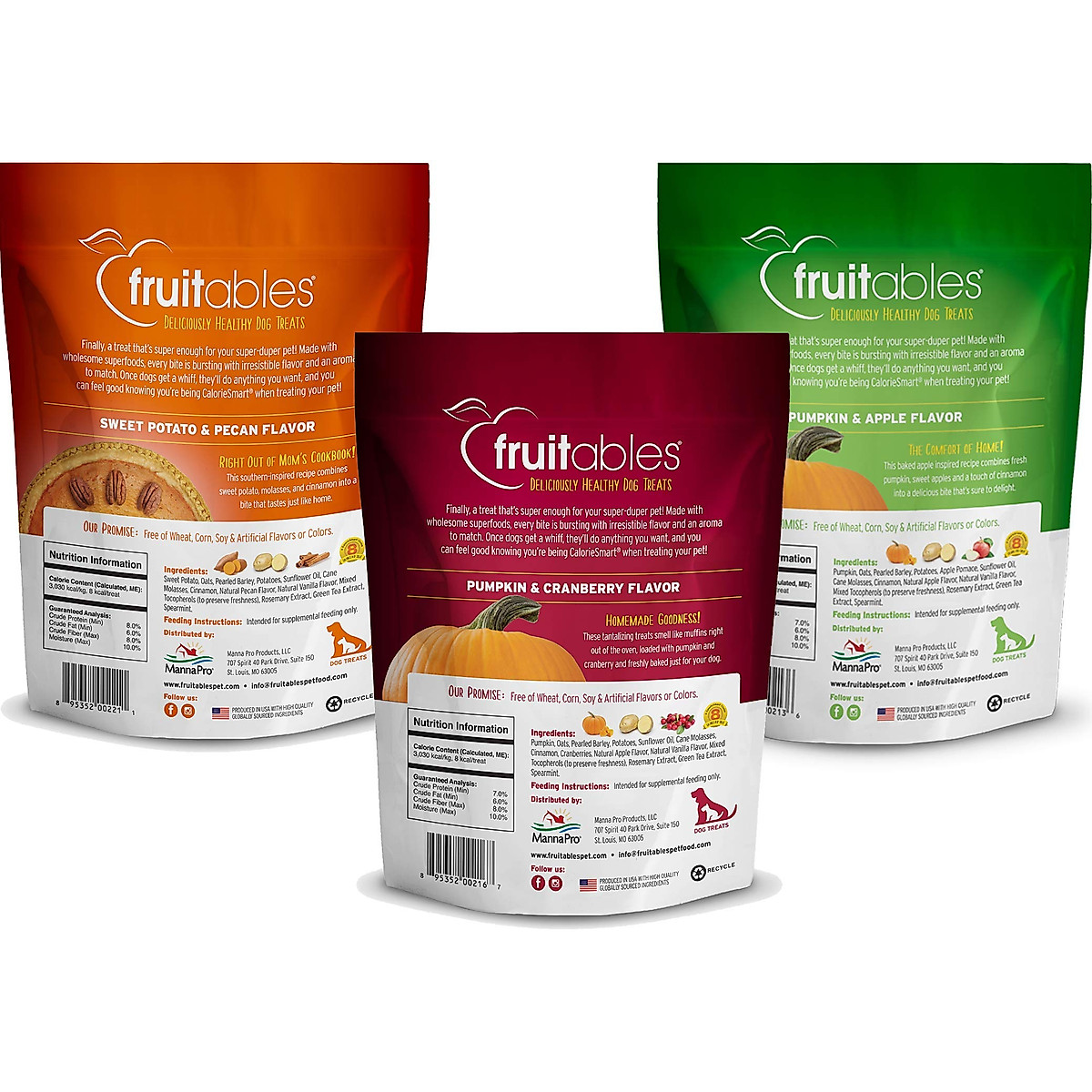 Fruitables Baked Pumpkin Dog Treats – Healthy Low Calorie Dog Treats – Free of Wheat, Corn & Soy – Training Treats for Dogs, Dog Treats, Sweet Potato Dog Treats, 7 oz (Pack of 10)