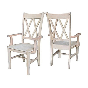IC International Concepts Double X-Back Arms Dining Chairs, Height, Unfinished
