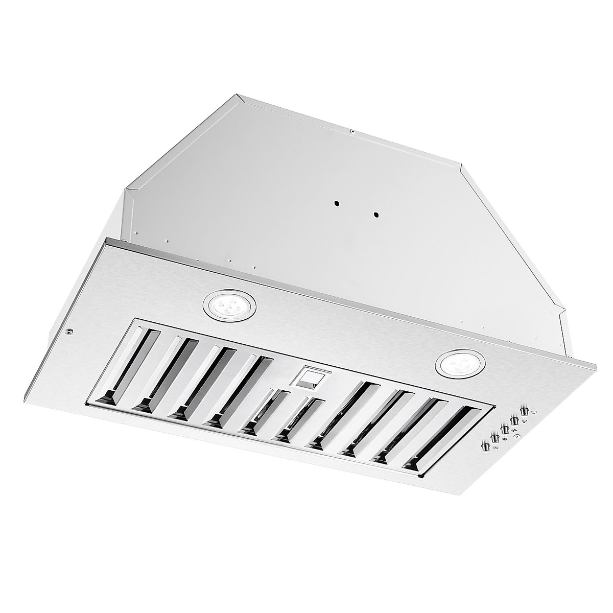 JOEAONZ Range Hood Insert 20 Inch Stainless Steel with Baffle filters, 600 CFM Built-in Kitchen Hood, Ducted/Ductless Convertible Vent Hood GU10 LED, 3 Speed Stove Exhaust Fan, Push Button Control