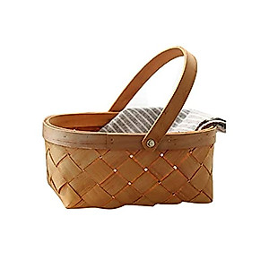 Rattan Basket Seagrass Basket Portable Rattan Storage Basket Wooden Woven Basket with Handle Storage Container ( Small )