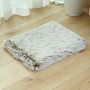 Pet Blanket Bed Pad Dog Blanket Mat Waterproof Washable Plush Square Dogs Cats Pets Warm Sleeping Bed Cover Mat for Dogs Cats - White + Grey M
