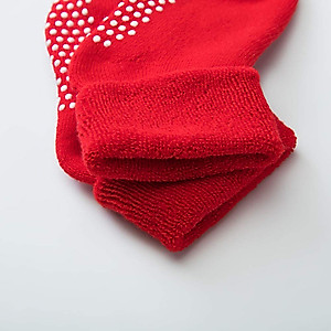 Positif Grip Thick Warm Socks- 6 Pairs Baby Toddler Infant Kids boys Girls Anti Skid/Non Slip (3 Red 3 Black, 1-3Years)