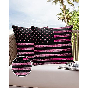 Funnywall88 Waterproof Throw Pillow Covers Set of 2 Camo Independence Day American Flag Patriotic Couch Pillow Cases Outdoor Sofa Cushion Cover Home Decor for Bed Living Room, 16" x 16"