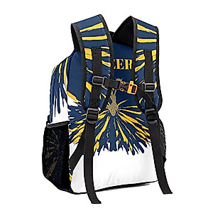 SunFancyCustom Cheerleader Navy Blue Gold Backpack Personalized Waterproof Casual Daypack Gift for Holiday Birthday